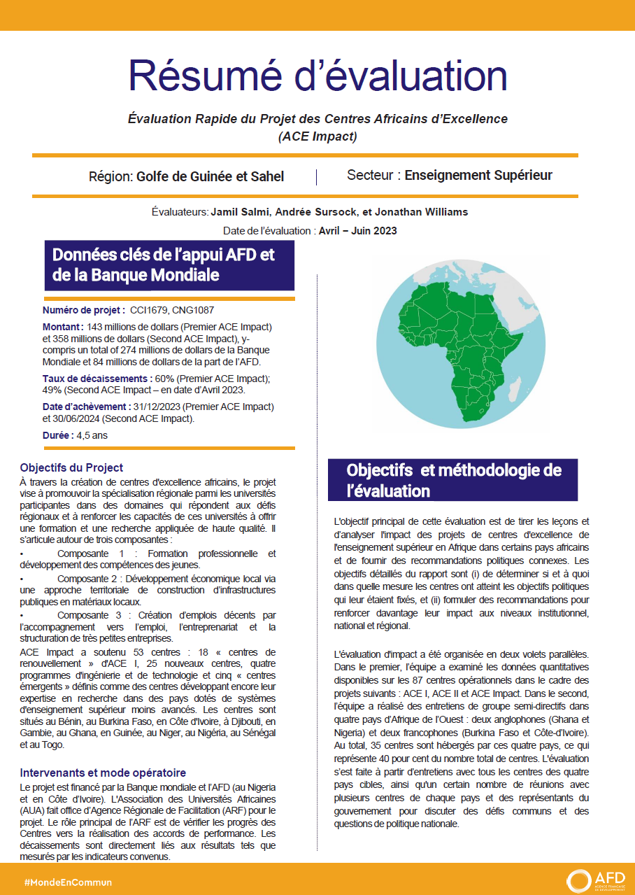 Évaluation Rapide du Projet des Centres Africains d’Excellence (ACE ...